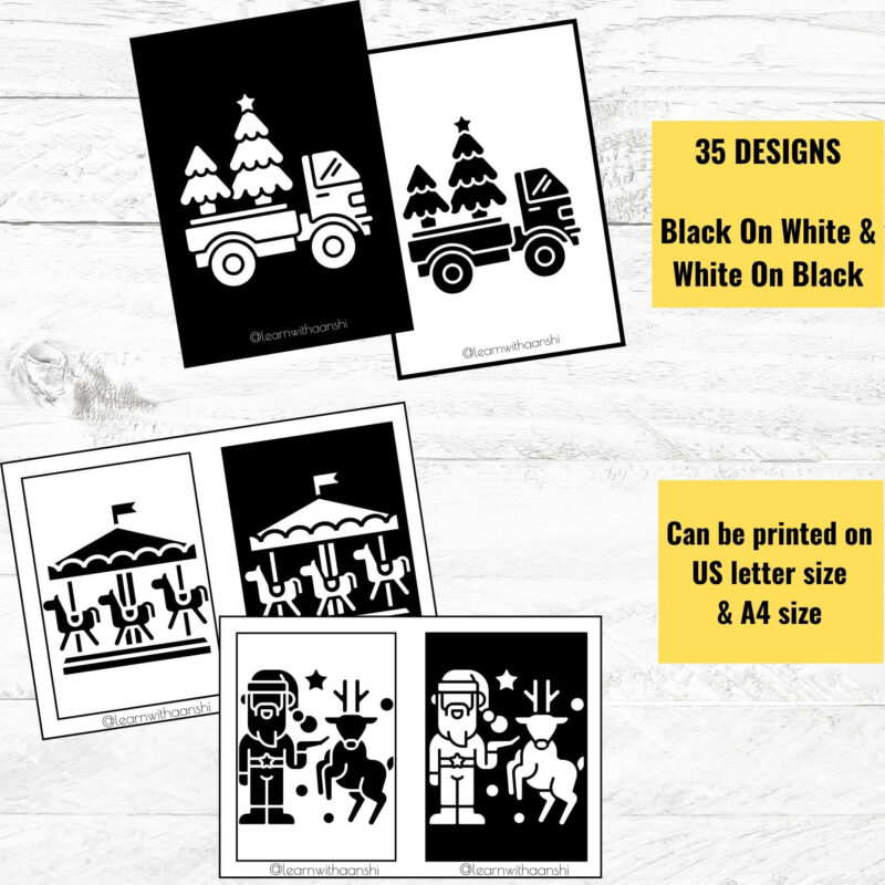 Christmas High Contrast Baby Cards (PDF) - learnwithaanshi®